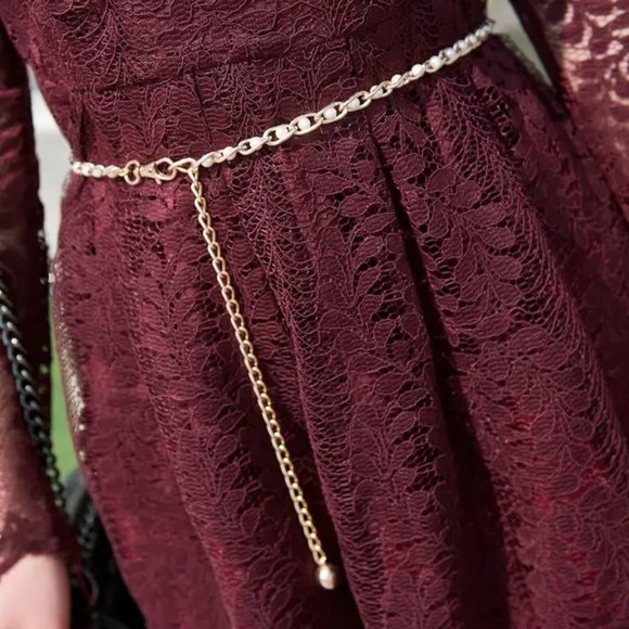 Chain Accent Belt | Accessories | Chain Belt Thin Waist Pearl Beads ...